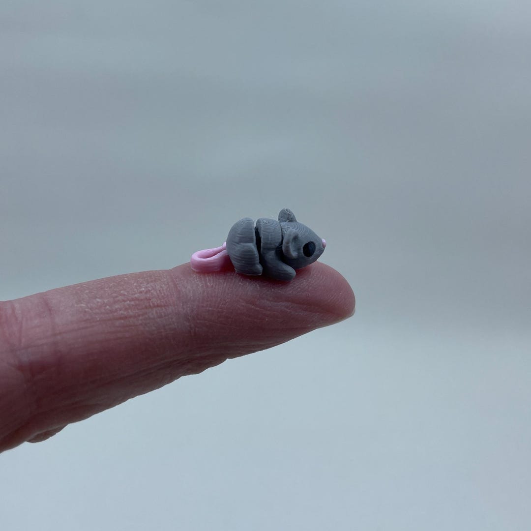 3D Printed Articulated Miniature Animal Pet Fidget Toy Baby Field Mouse ...