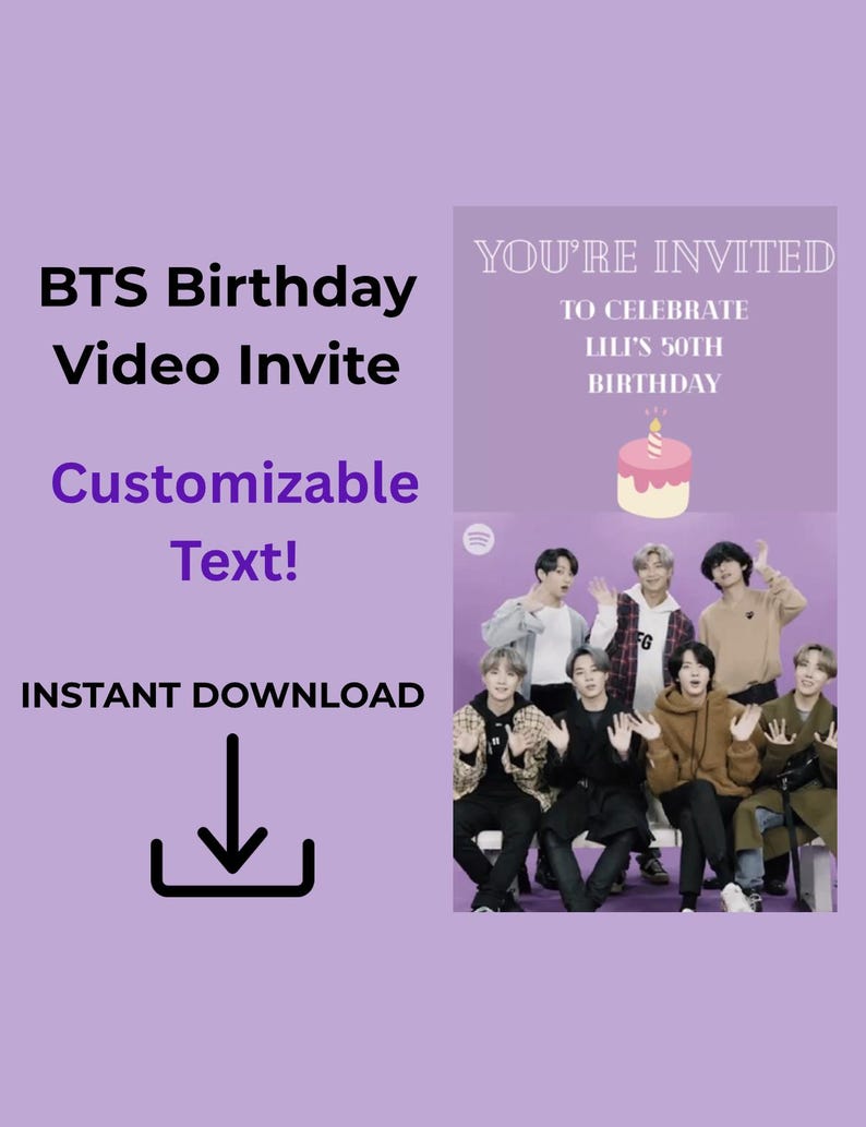 BTS Birthday Video Invitation - Etsy