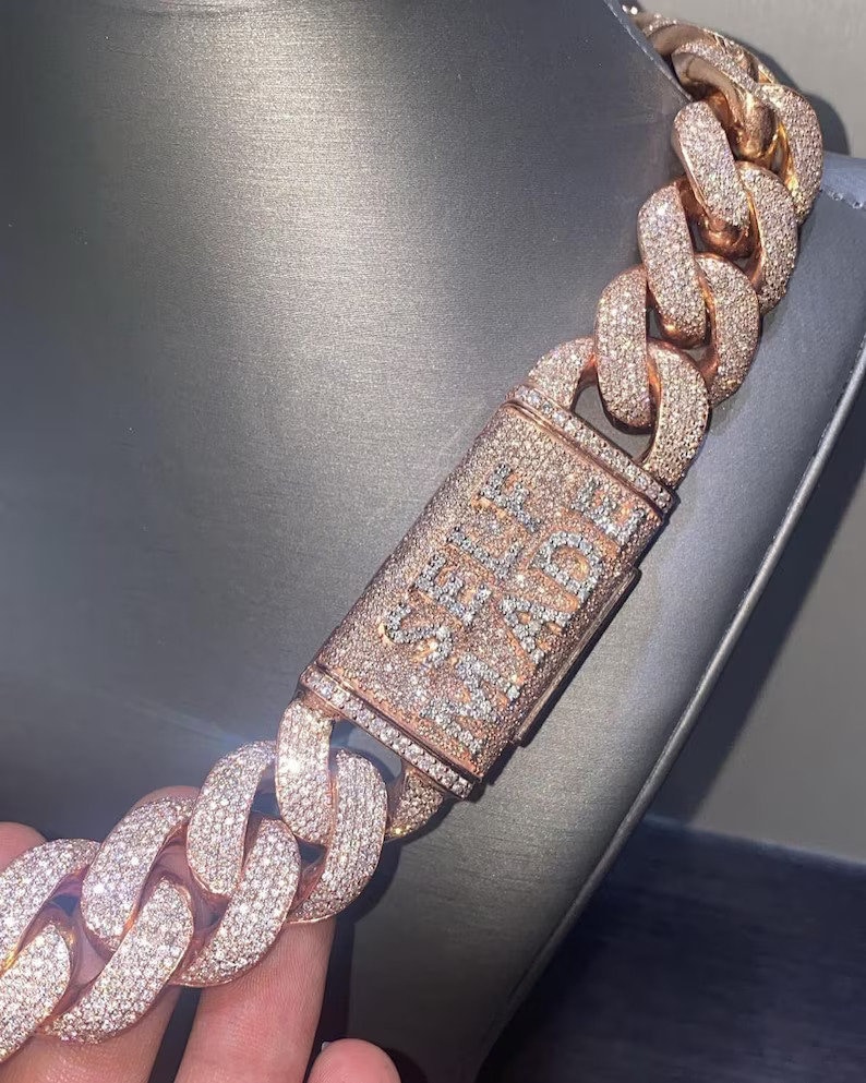 22mm Ice Out VVS Diamond Cuban Link Chain VVS Moissanite Miami Cuban ...