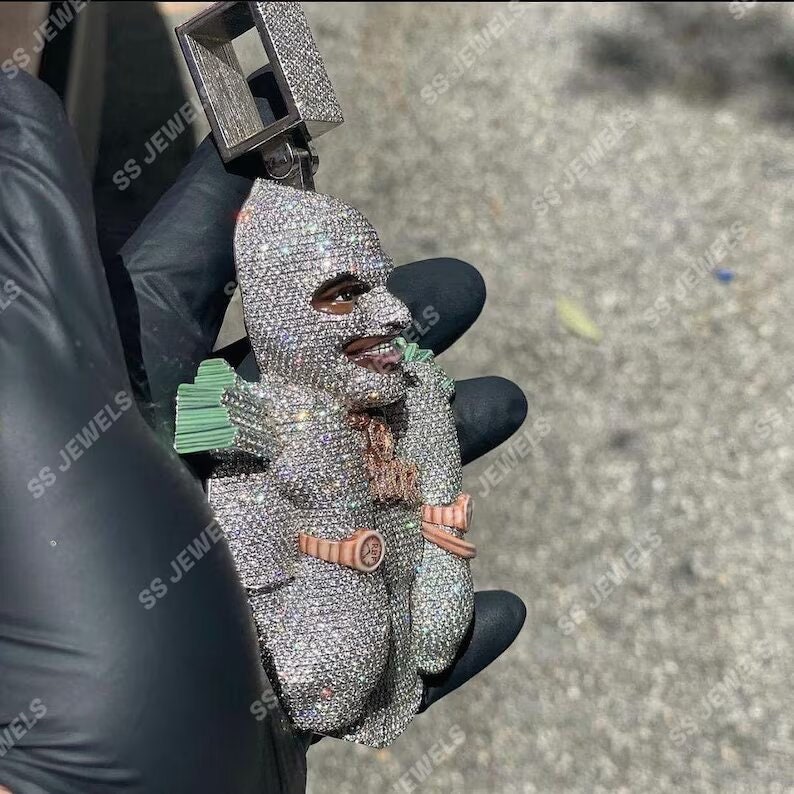Custom Hip Hop 3D Rapper Men Pendant VVS Moissanite Diamond 925 Silver ...