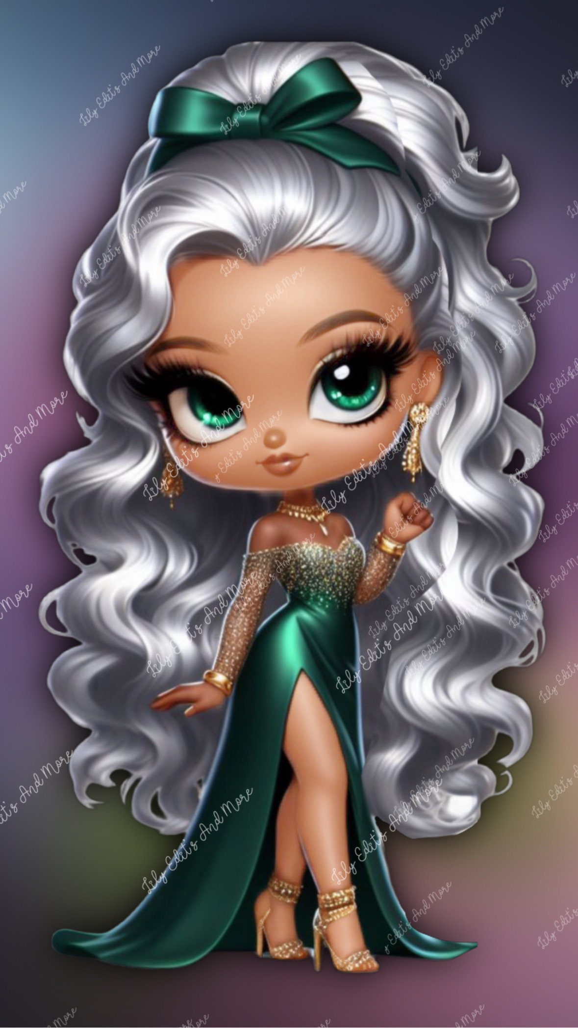 Beautiful Chibi Doll in Green Dress - Etsy