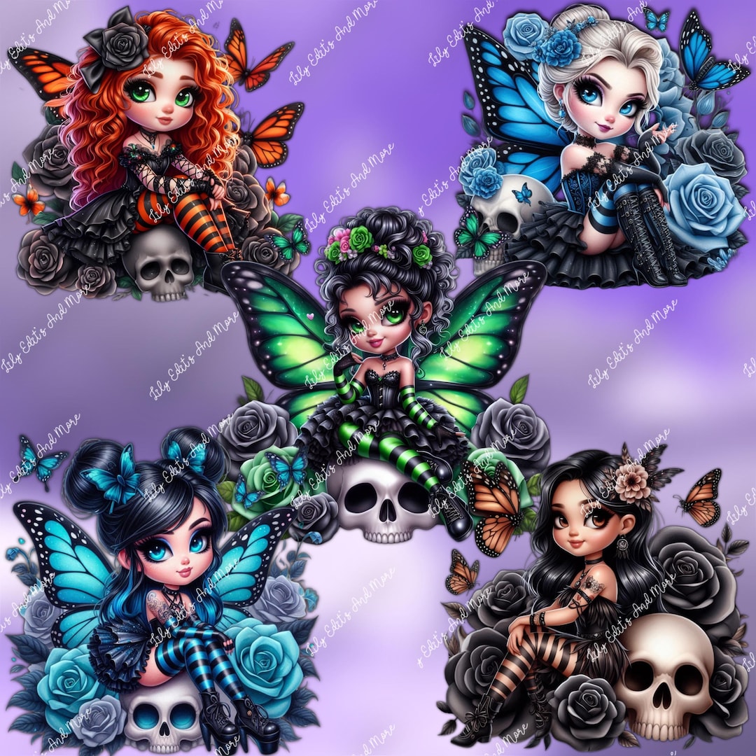Pack of 5 Digital Images Gothic Girls Halloween - Etsy
