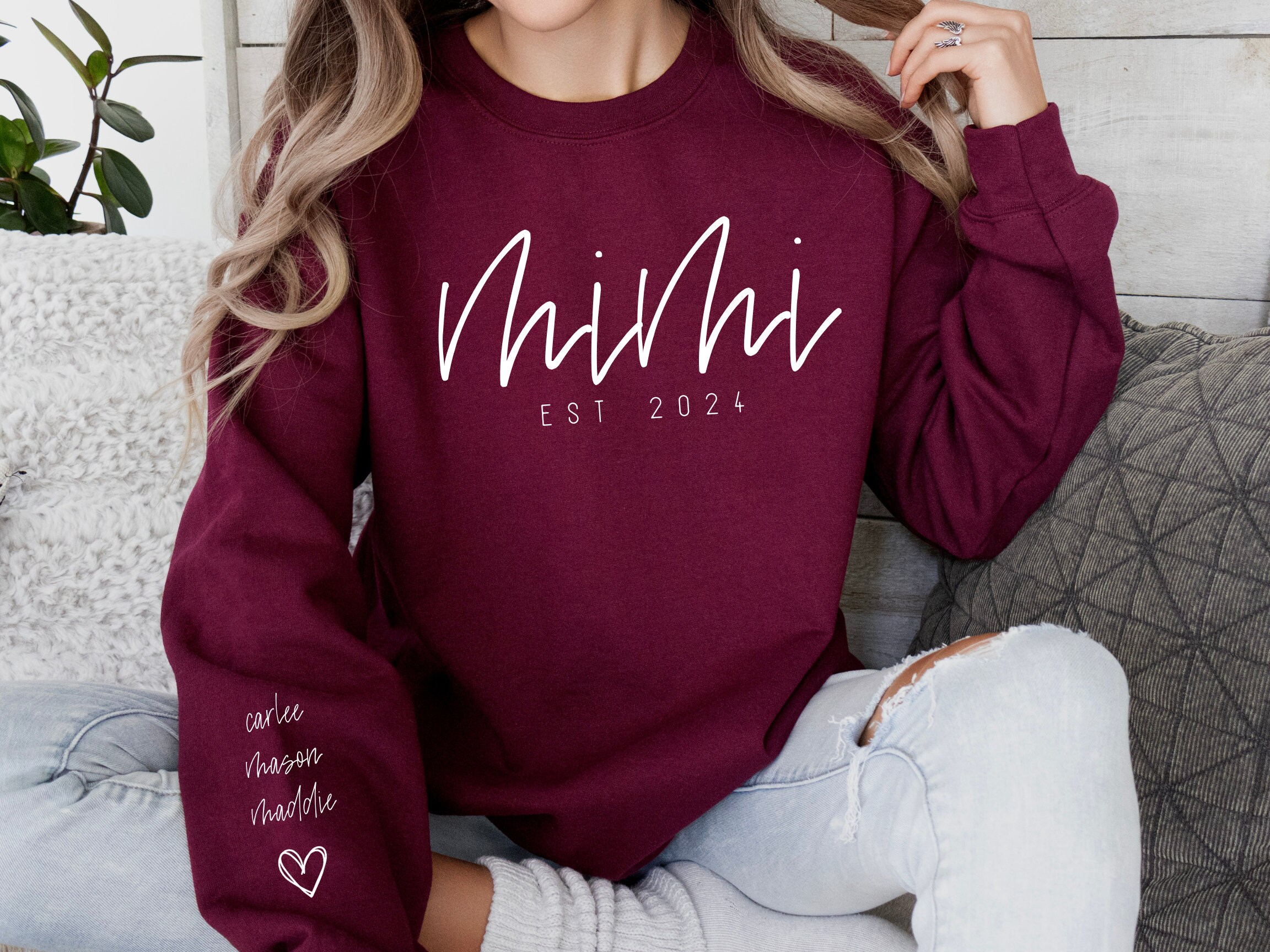 Mimi EST 2024 PNG SVG, Font Included, Personalize Names on Sleeve, Diy ...