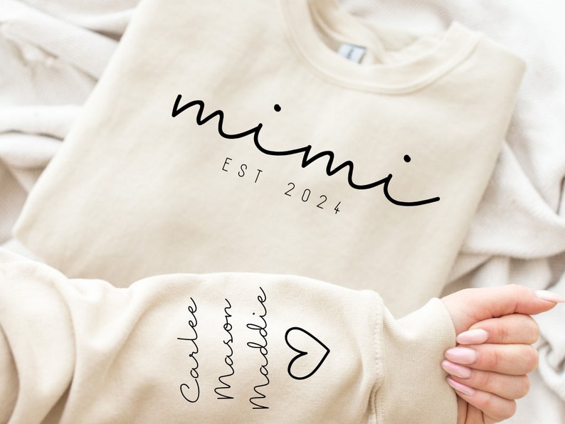 Mimi EST 2024 PNG SVG, Font Included, Personalize Names on Sleeve, Diy ...