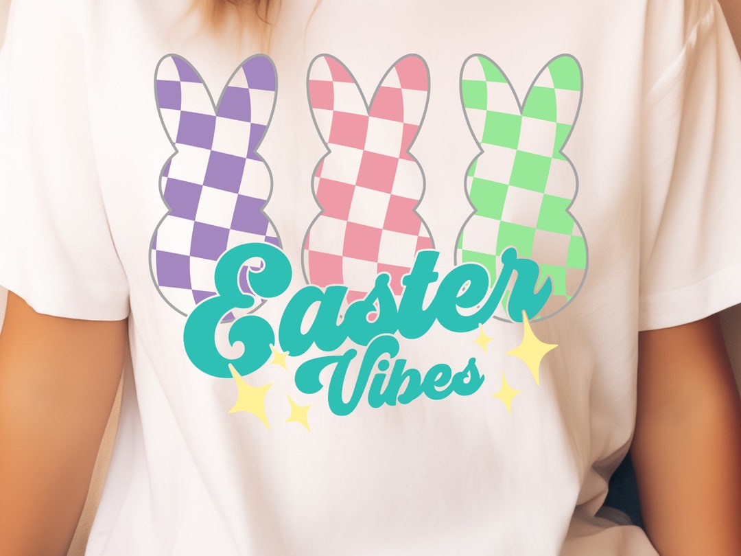 Retro Checkered Easter Vibes PNG SVG, Easter Vibes Svg, Easter Tshirt, Retro Easter Svg, Easter ...
