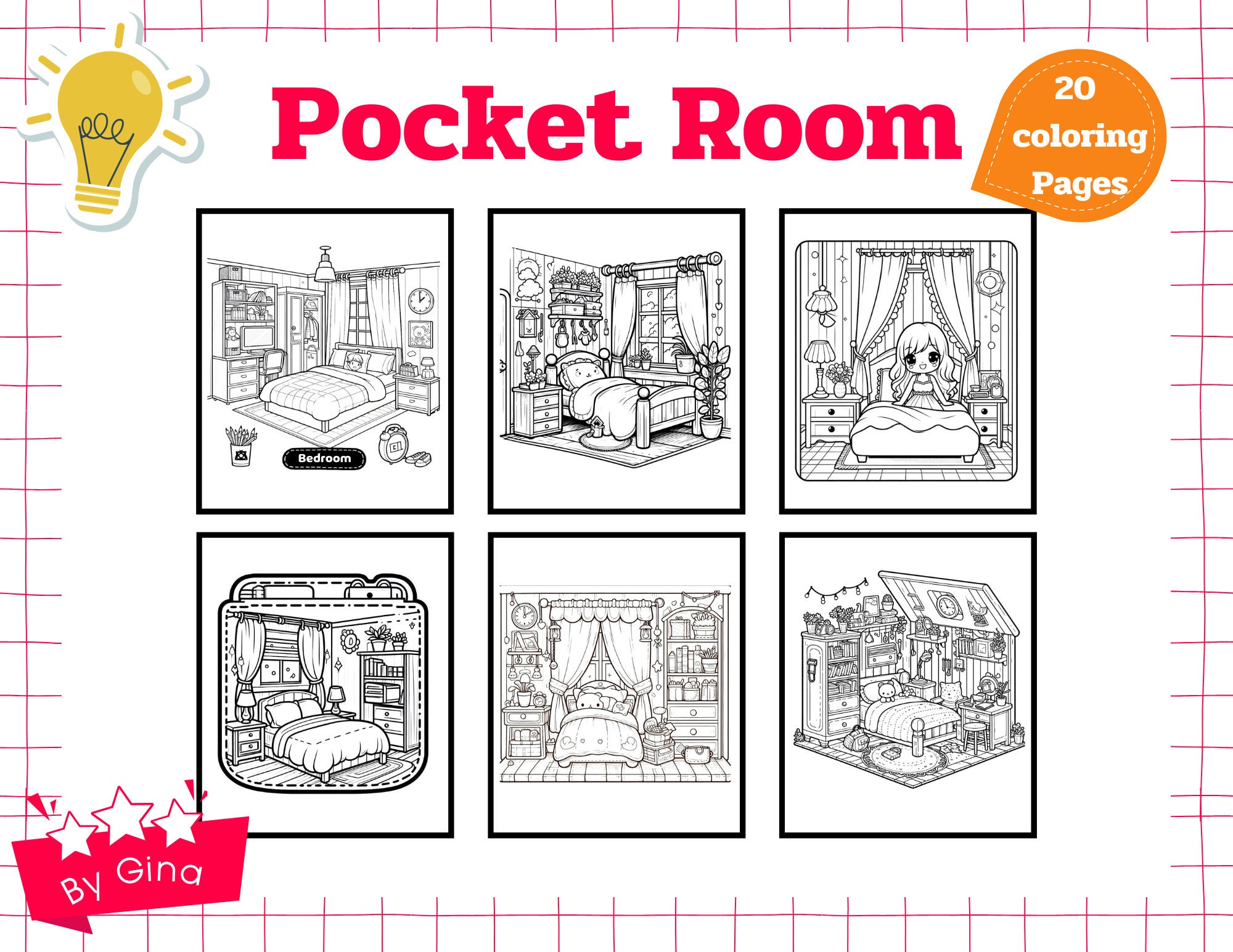 Pocket Room2 : Room Coloring Pages for Relaxing by Gina - Etsy