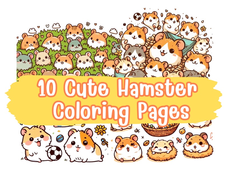 10 Cute Hamster Coloring Pages, Hamster Coloring Book, Animals Coloring ...