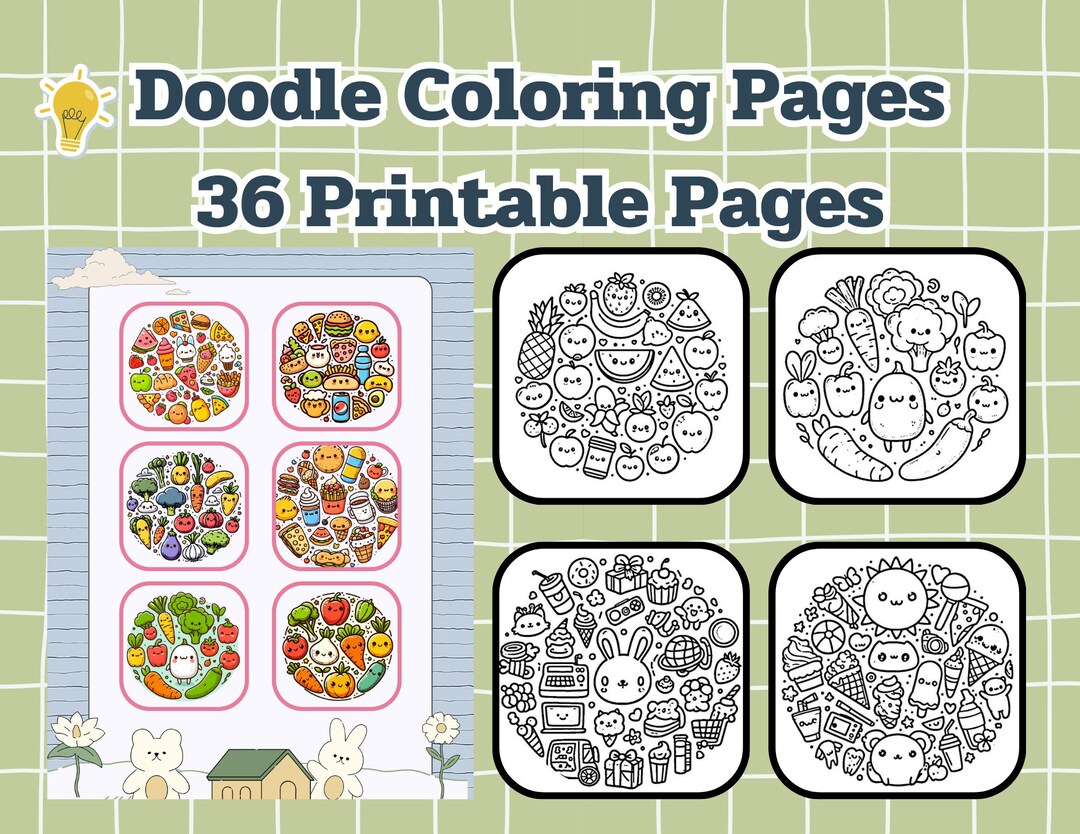 Doodle Coloring Pages for Kid About Things, Foods, Vegetables : 36 ...