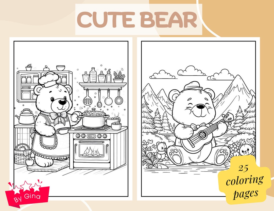 Cute Bear Kawaii : Coloring Pages for Kids and Adult for Relaxing by ...