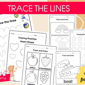 40 Trace the Lines, Preschool Line Tracing Worksheets ,lines Trace ...