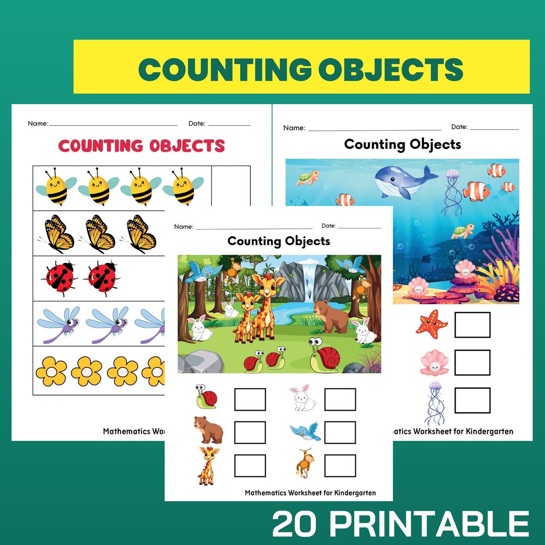 20 Counting Objects Worksheet | Fun Math Activity for Kids | Printable ...