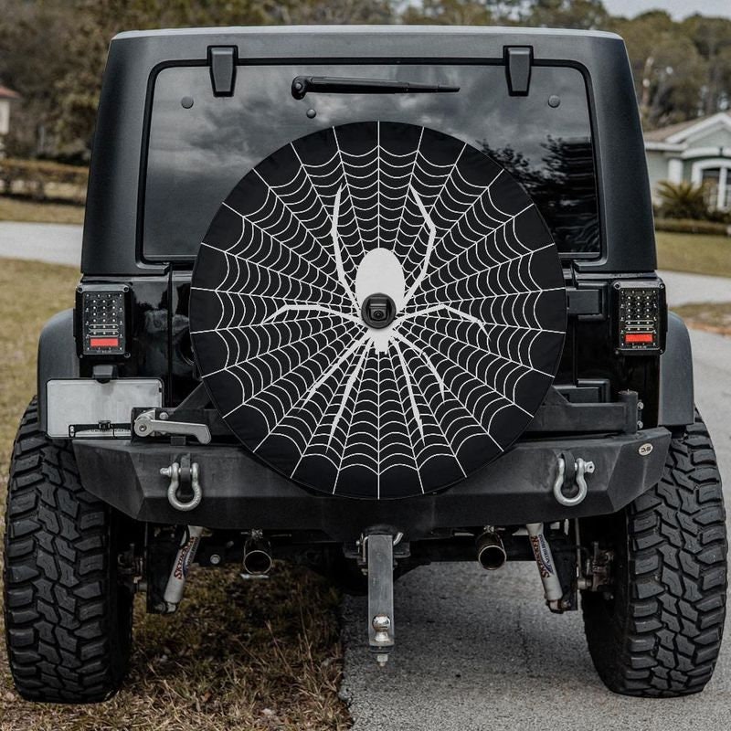 Spiderweb Design With Spider Goth Creepy Spare Tire Cover With ...