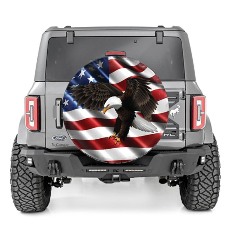 Patriotic Eagle and Flag USA Spare Tire Cover With or Without Backup ...