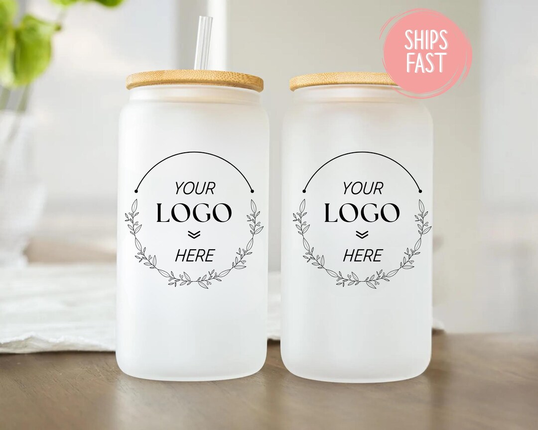 Personalized Glass Cup With Logo, Custom Logo Tumbler, Custom Logo ...