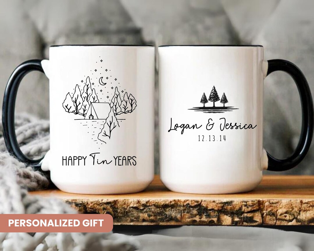 Personalized Tin Years Mug, Tin Year Anniversary Mug, Tin Year ...