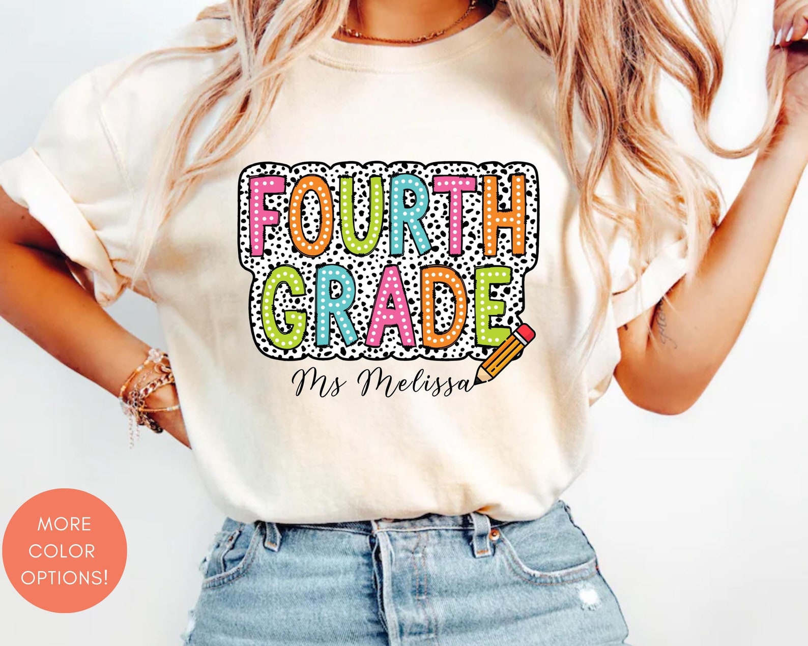 Fourth Grade Teacher Shirt With Name, Dalmatian Elementary School ...