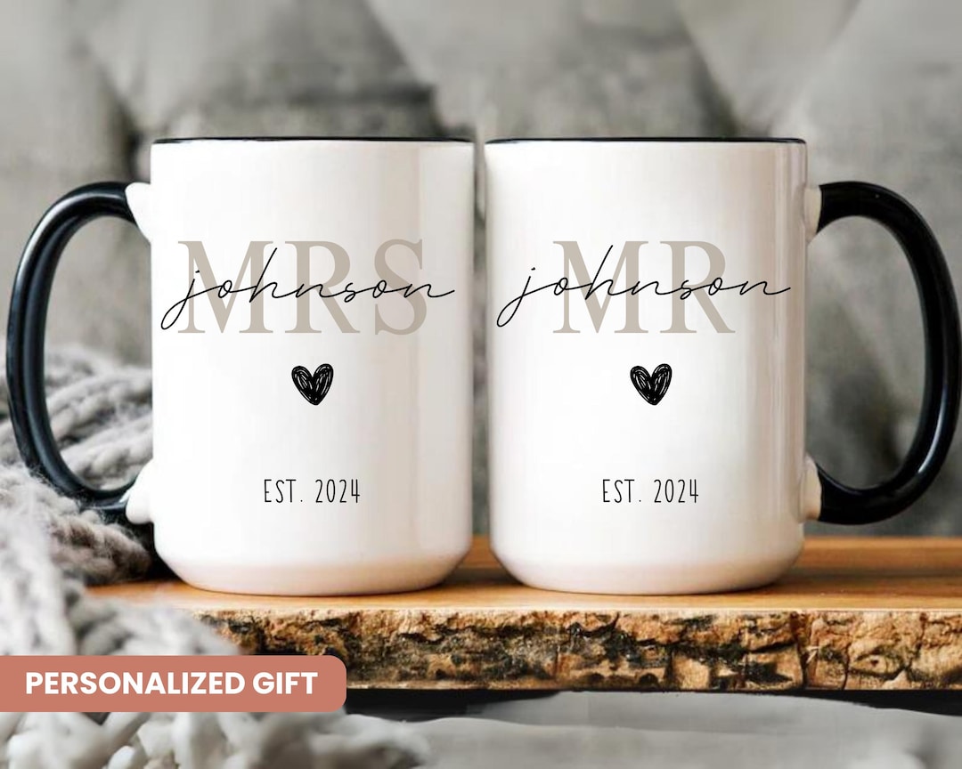 Personalized Mr and Mrs Coffee Mugs, Custom Mr Mrs Coffee Mugs, Husband ...