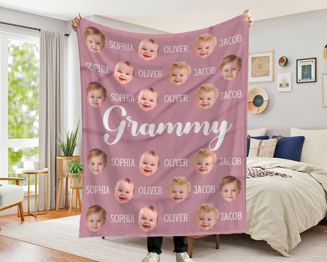 Custom Photo Blanket, Baby Face Blanket, Custom Grandma Blanket, Custom ...