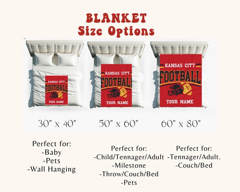Kansas Football, Kansas Blanket, Sport Fan Gift, Personalized Football ...