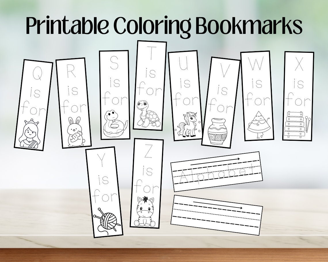 Alphabet Coloring Bookmarks, Cute Printable Bookmarks, Unique Bookmarks ...
