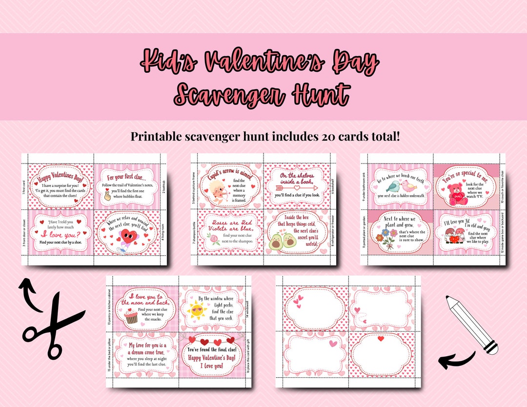 Kid's Scavenger Hunt Valentine's Day for Kids Holiday Games - Etsy