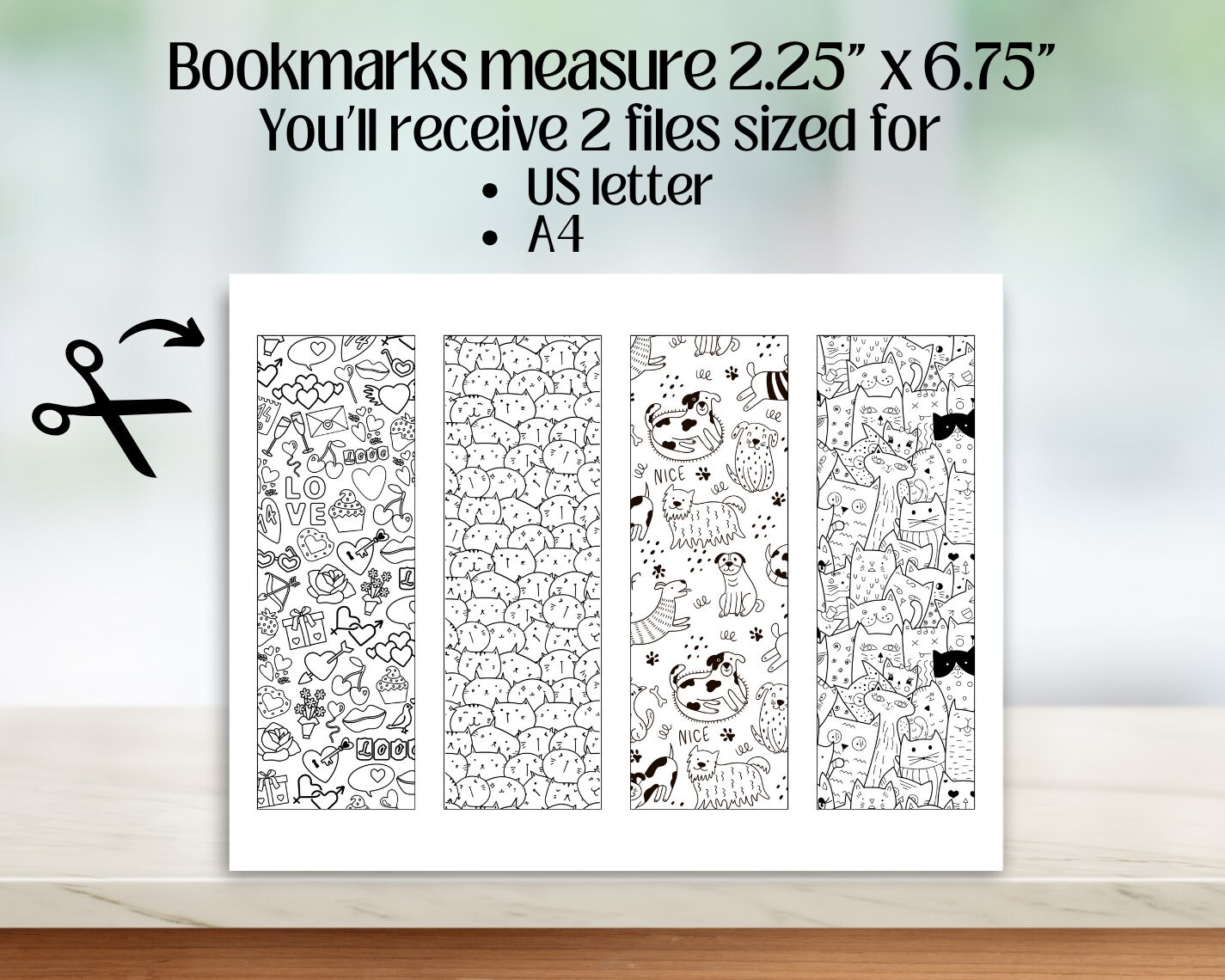 4 Cute Coloring Bookmarks, Printable Bookmarks, Fun Bookmarks, Custom ...