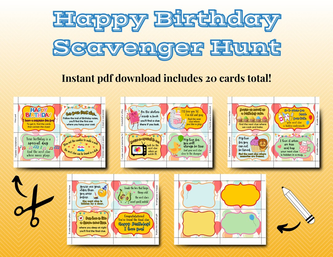 Happy Birthday Scavenger Hunt Game for Family Kids Games - Etsy