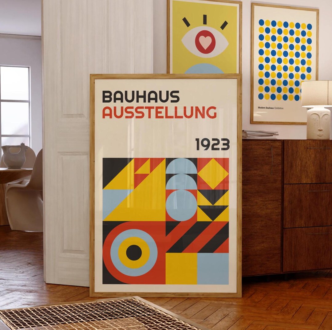 Bauhaus Set of Three Modern Art Poster Set 3 Piece Triptych Printable ...