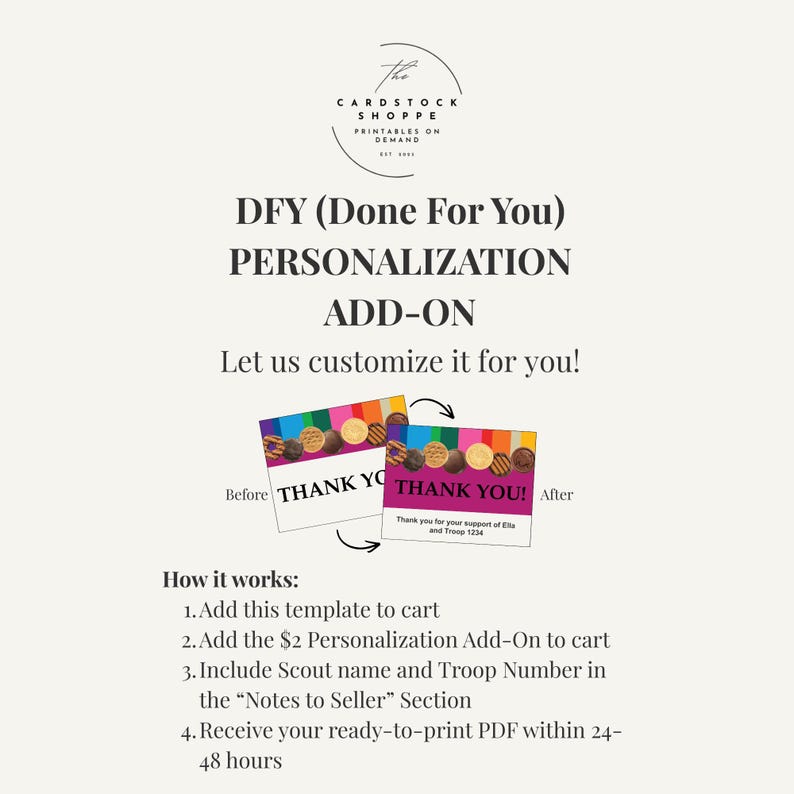 2026 Girl Scout Cookie Thank You Card, ABC LBB Receipt, Editable Canva ...