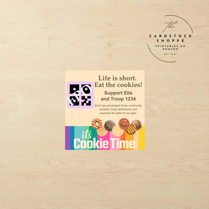 Editable Girl Scout Cookie QR Code Flyer & Door Hanger, Pastel Rainbow ...