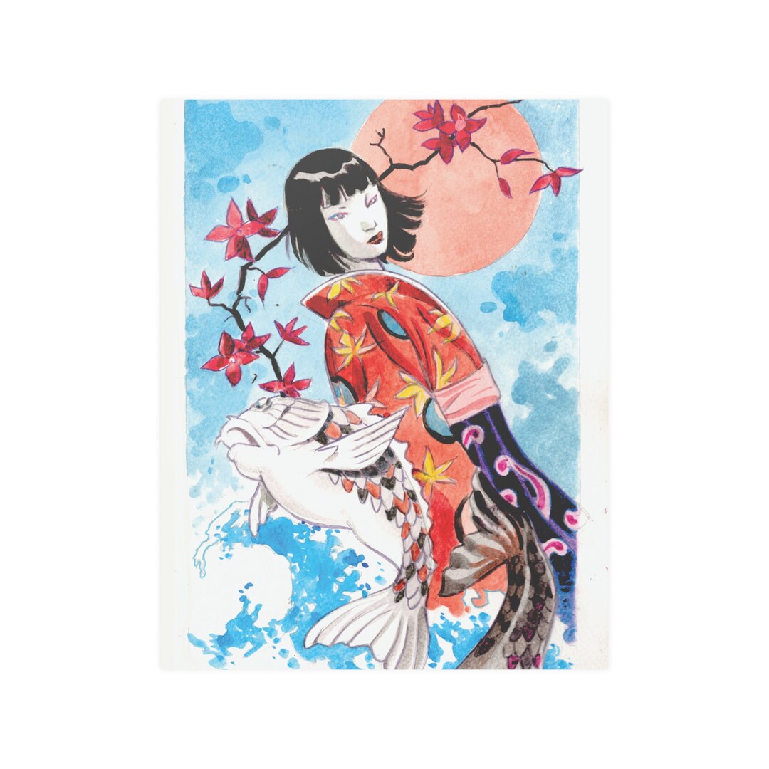 Geisha Poster, Carp Koi, Traditional Japan, Wall Art Japaness, Geisha ...