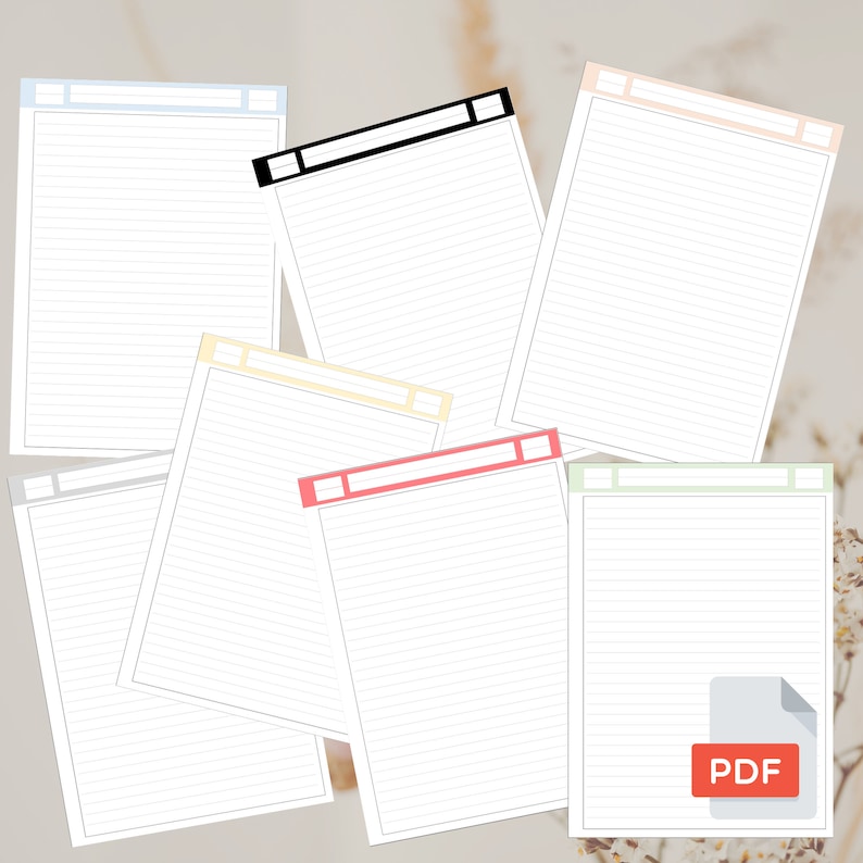 Printable Note Taking Templates 8 Colors Lined Printable Notepad Note ...
