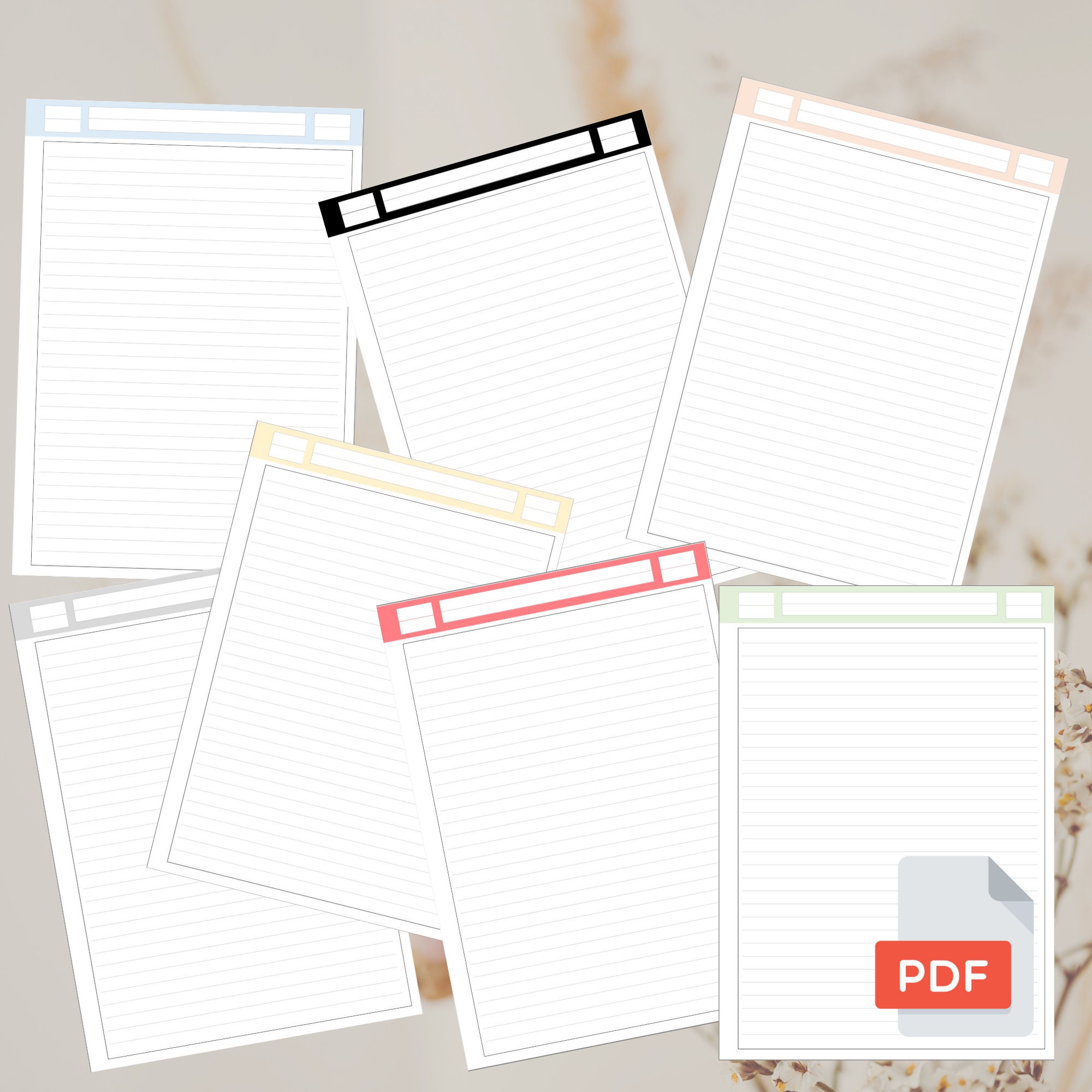 Printable Note Taking Templates | 8 Colors | Lined | Printable Notepad ...