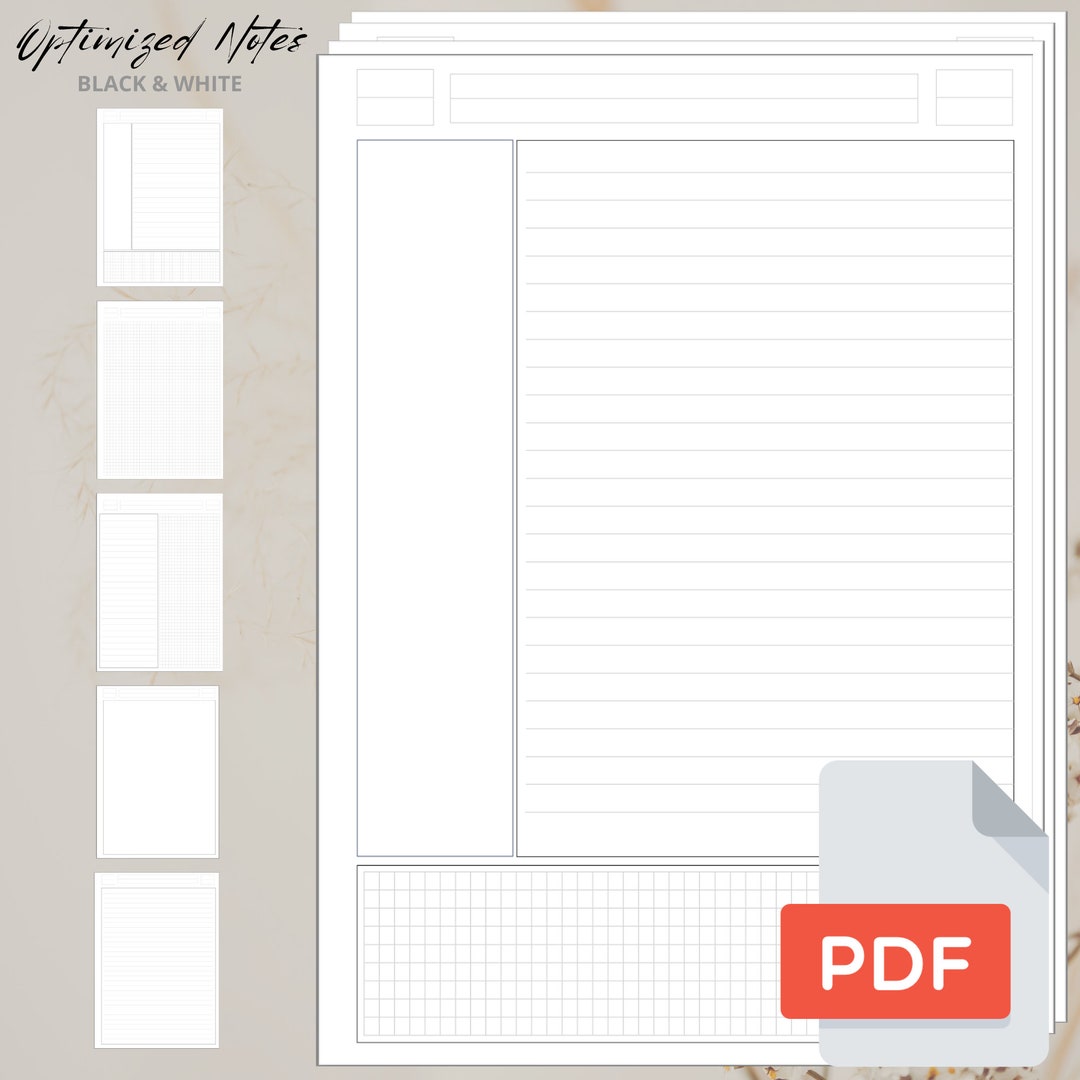 Printable Note Taking Templates Bundle 6 Models Printable Notepad Note ...
