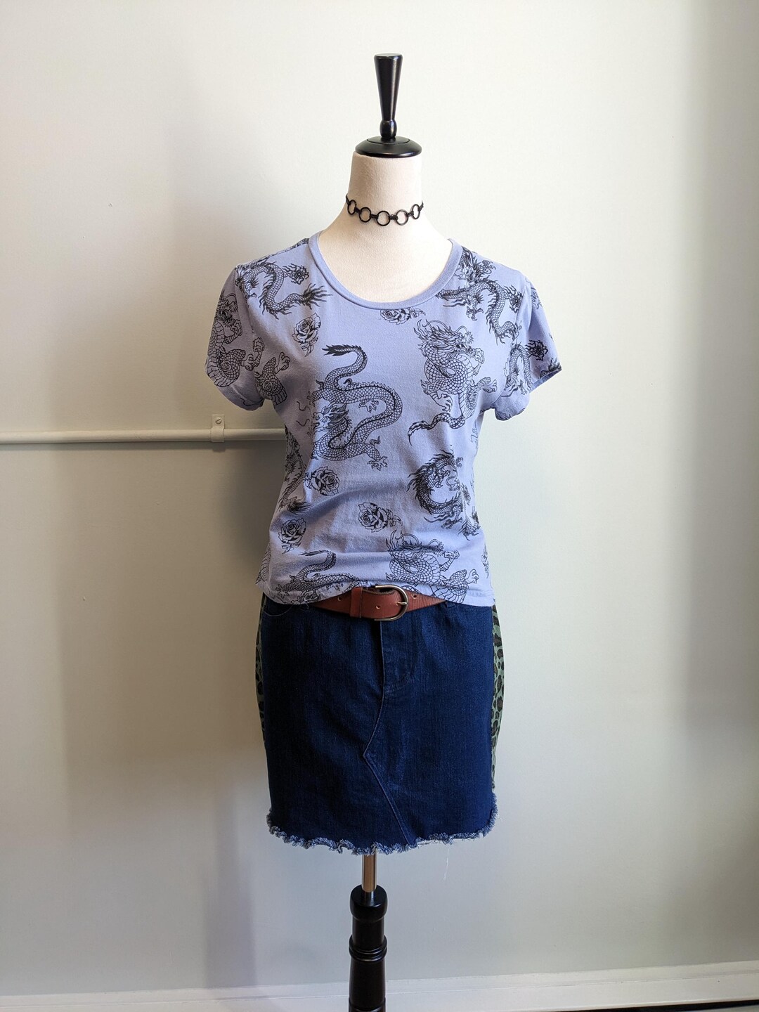 Y2K Dragon Top Vintage Y2K Indie Grunge Dragon Large Short Sleeve ...