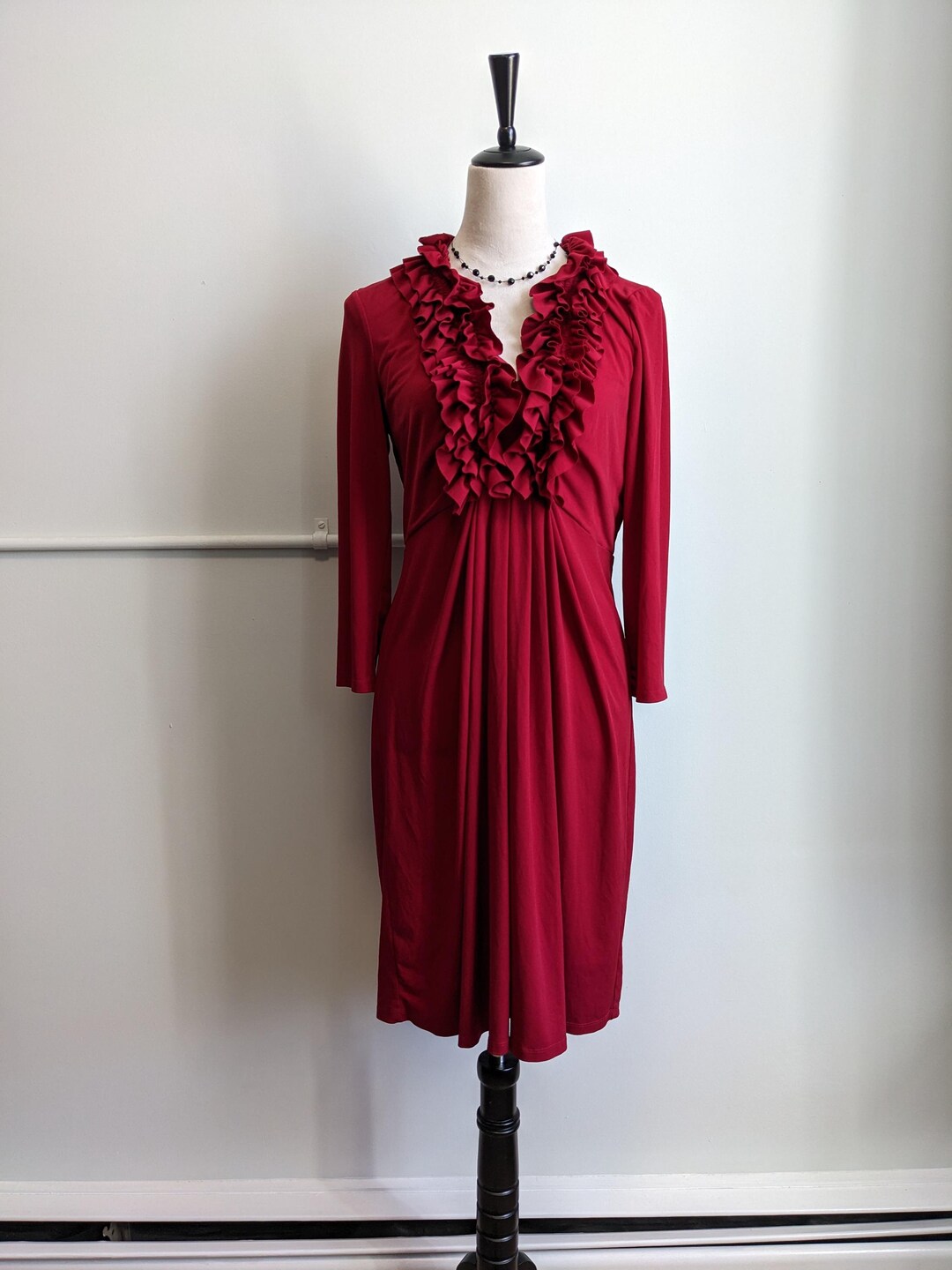 Y2K Red Dress Vintage Y2K Goth Vamp Red Ruffled Size 12 Midi Dress Vtg ...