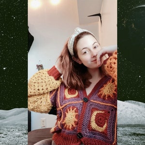 Oversized Cropped Celestial Cardigan Pattern - Etsy Australia