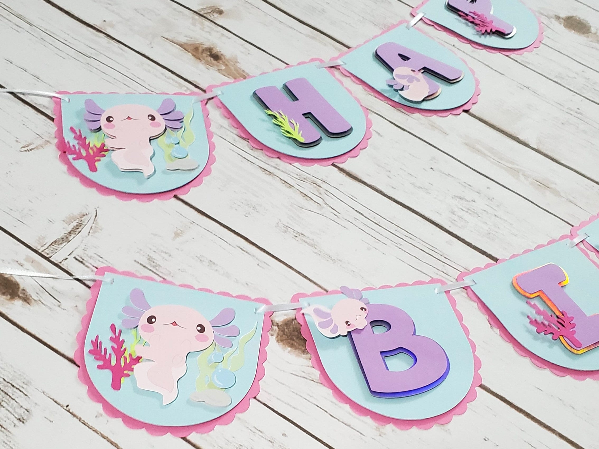 Axolotl Happy Birthday Banner, Axolotl Party Decorations, Cute Axolotl ...
