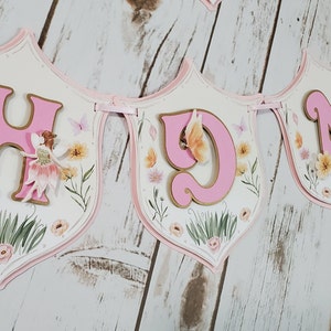 Watercolor Fairy Birthday Banner Party Decorations Fairy Garden Themed ...