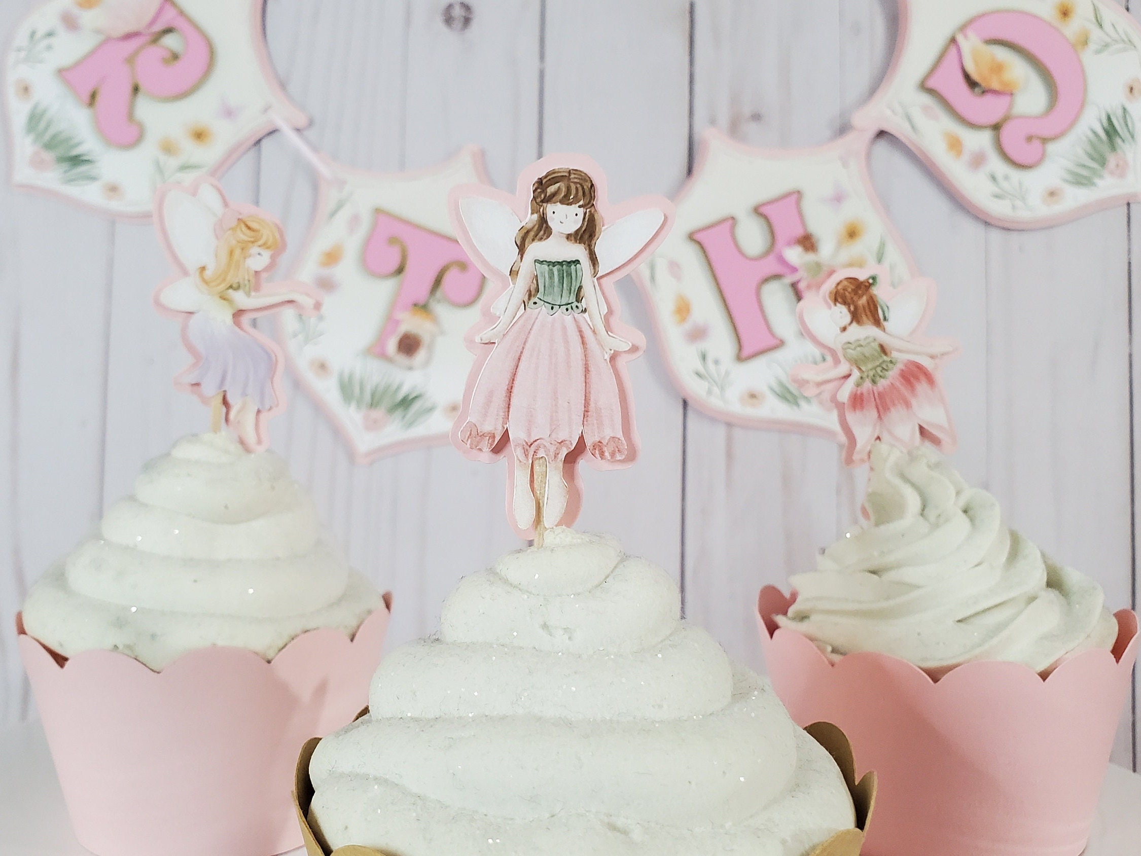 Watercolor Fairy Cupcake Toppers Baby Girl Birthday Fairy Party ...