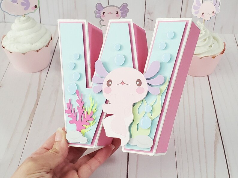 Axolotl 3D Letter, Axolotl Party Decoration, Axolotl Birthday Party ...