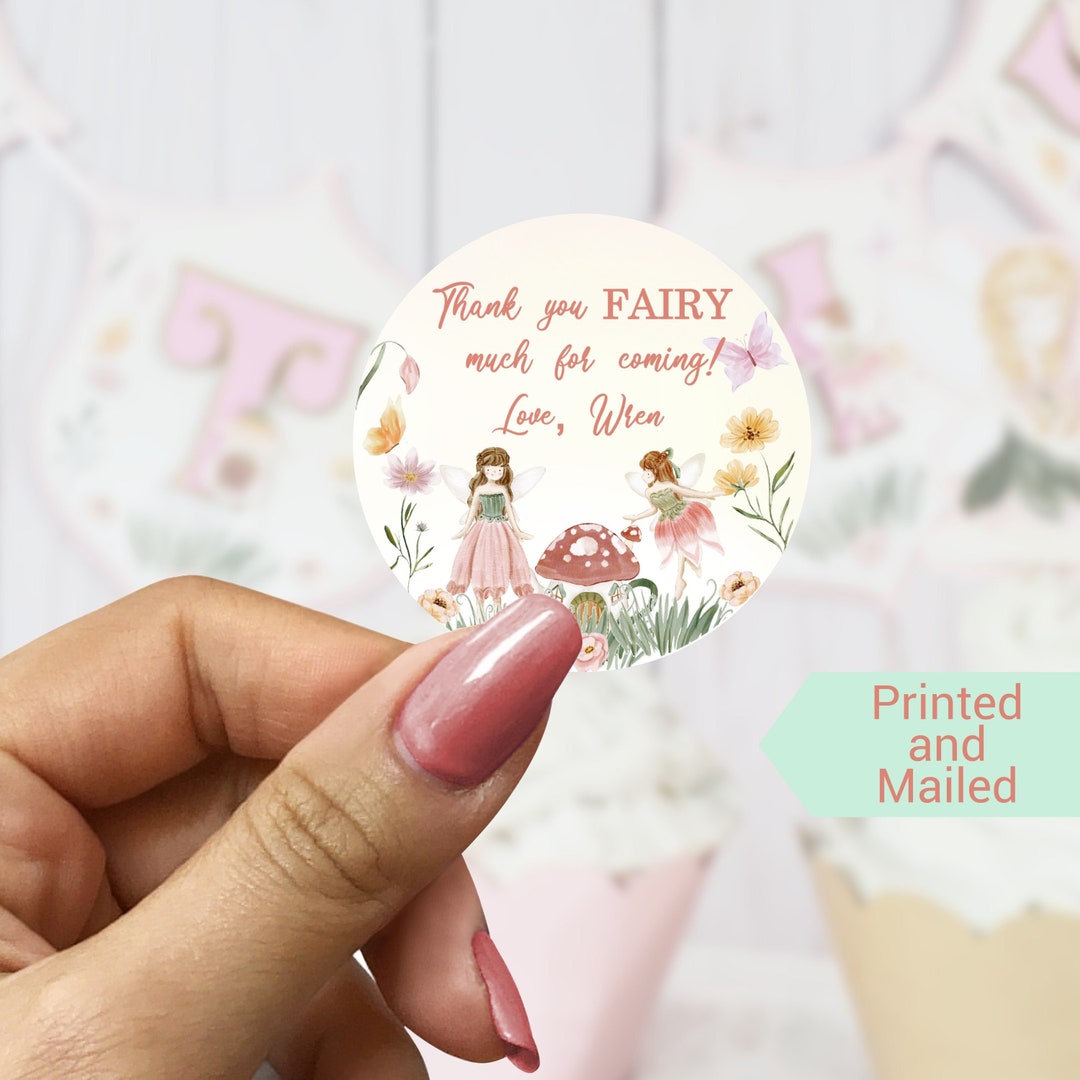 Personalized Fairy Birthday Sticker Fairy Theme Thank You Birthday ...