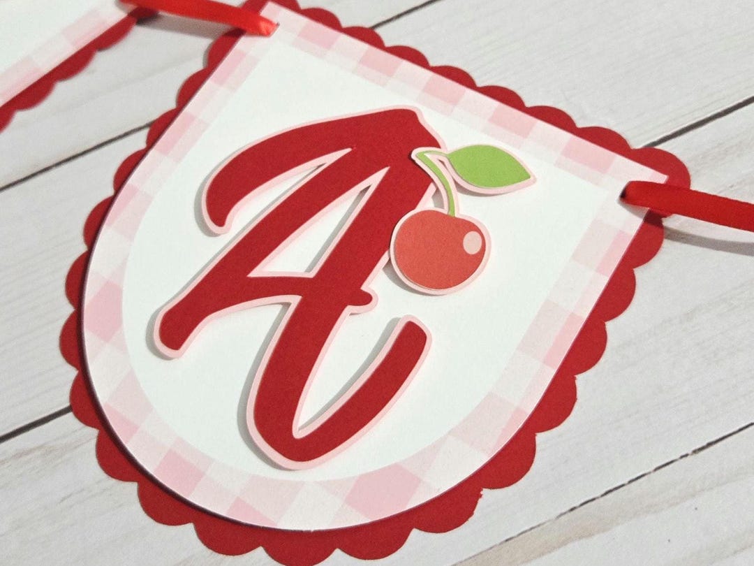 Personalized Cherry Banner Birthday Party Decorations for Girls Sweet ...