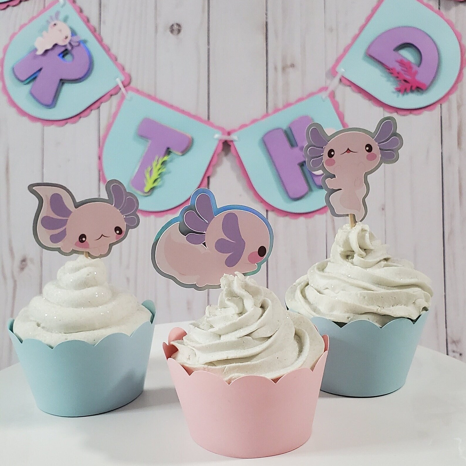 Axolotl Cupcake Toppers, Axolotl Party Theme Decoration, Salamander ...