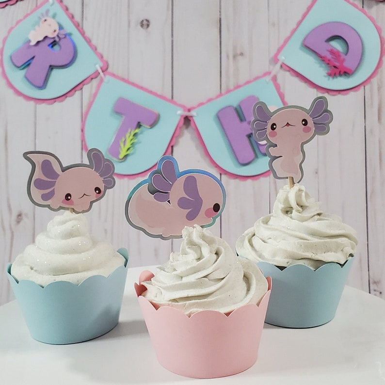 Axolotl Cupcake Toppers, Axolotl Party Theme Decoration, Salamander ...