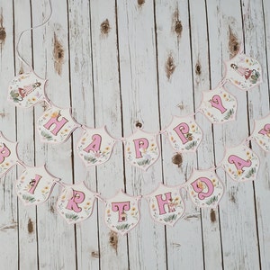 Watercolor Fairy Birthday Banner Party Decorations Fairy Garden Themed ...
