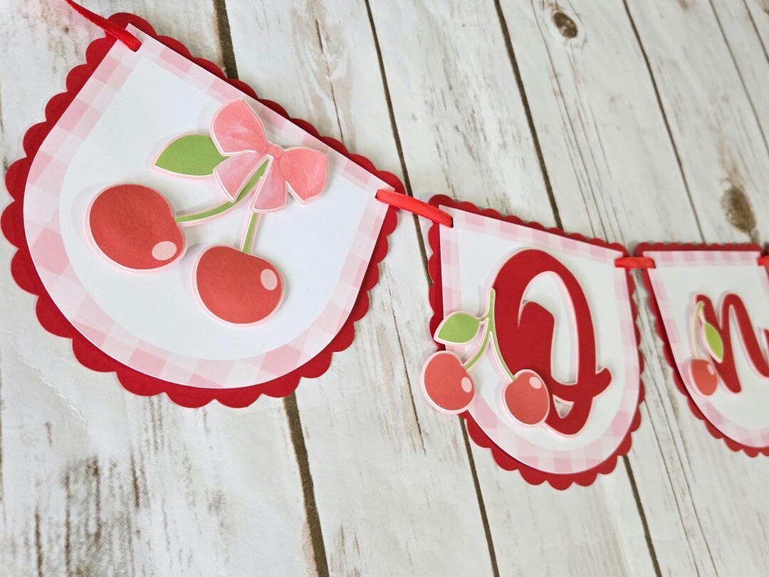 Cherry One Banner First Birthday Party Decorations for Girls Sweet ...
