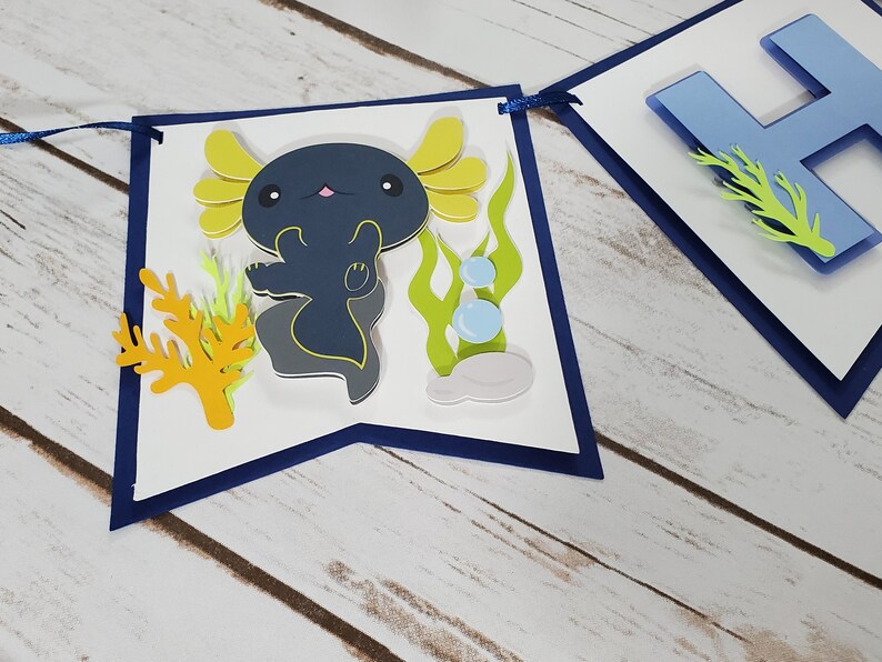 Axolotl Happy Birthday Banner for Boys, Axolotl Party Decorations ...