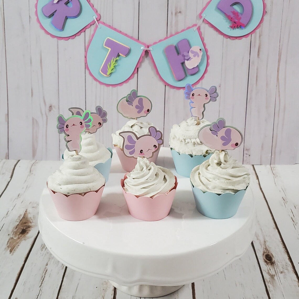 Axolotl Cupcake Toppers, Axolotl Party Theme Decoration, Salamander ...