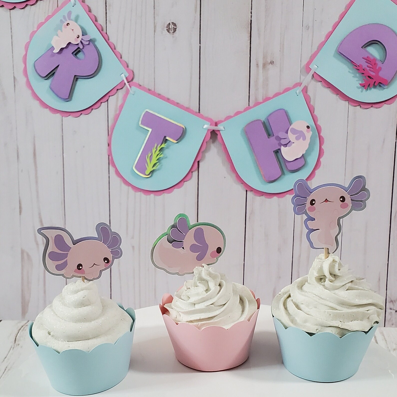 Axolotl Cupcake Toppers, Axolotl Party Theme Decoration, Salamander ...